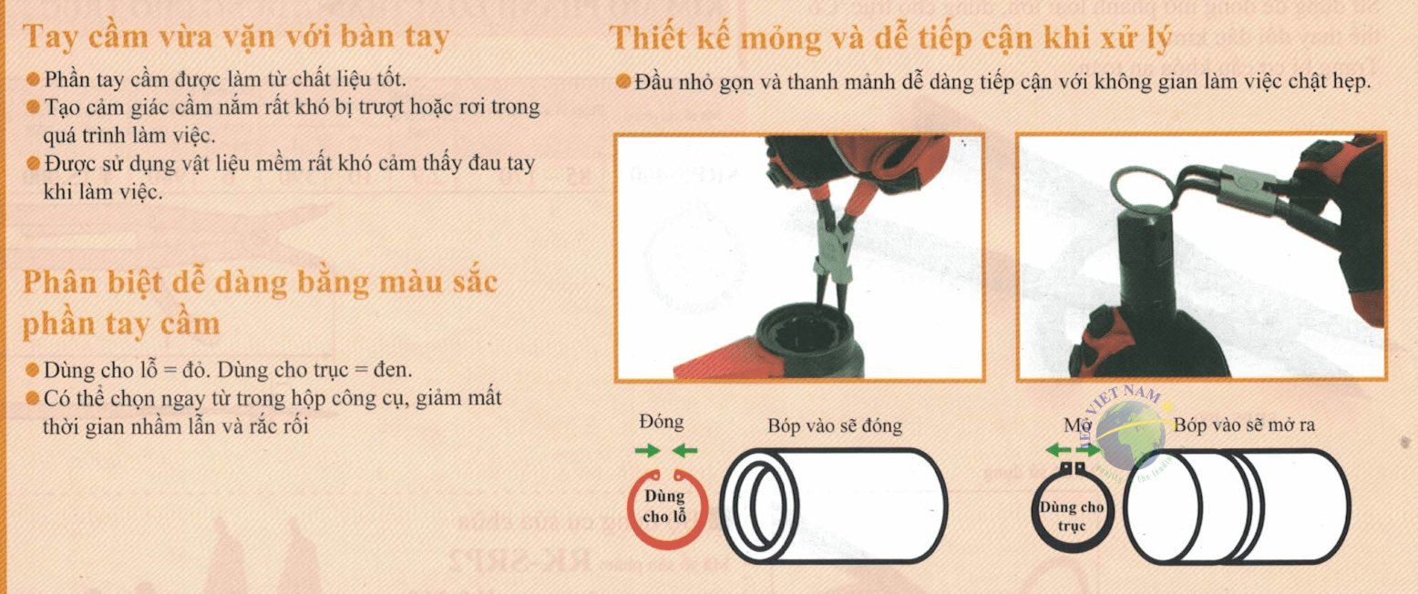 Kìm mở phanh loại cong dùng cho trục TONE SRPS-B - IEC Việt Nam