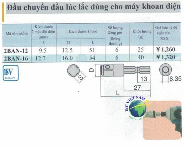 Bộ đầu bit hoa thị (loại chống vặn) TONE BTTH12S - IEC Việt Nam