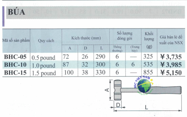 Búa TONE BHC - IEC Việt Nam