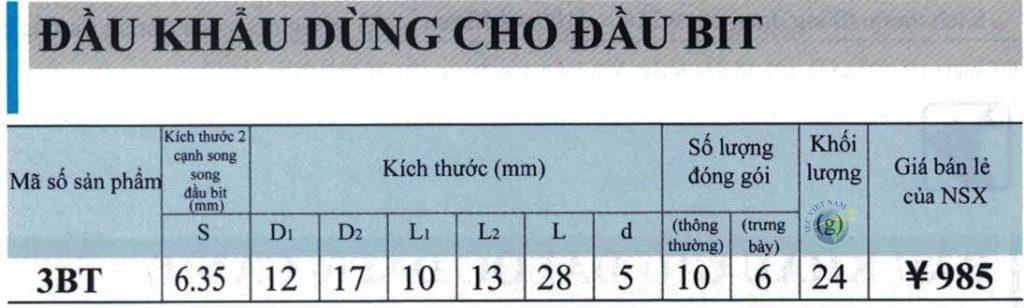 Đầu khẩu dùng cho đầu BIT TONE 2BT/3BT/4BT - IEC Việt Nam