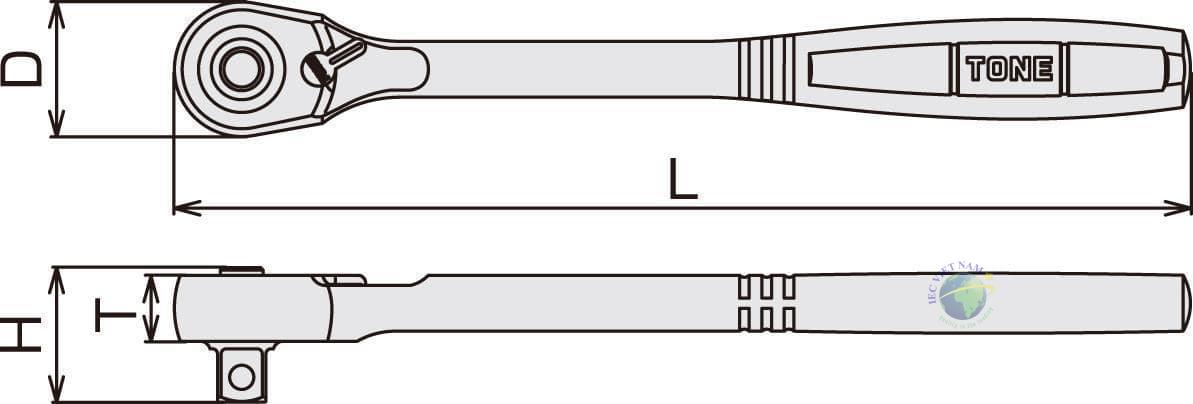 Cần vặn hai chiều loại ngắn gọn (có nút bấm tháo lắp socket) TONE RH3CH ...